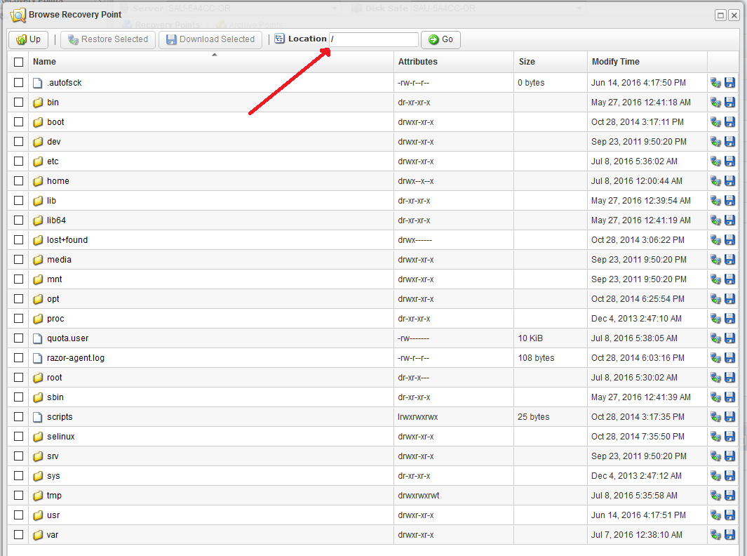 Restoring files from R1Soft backup