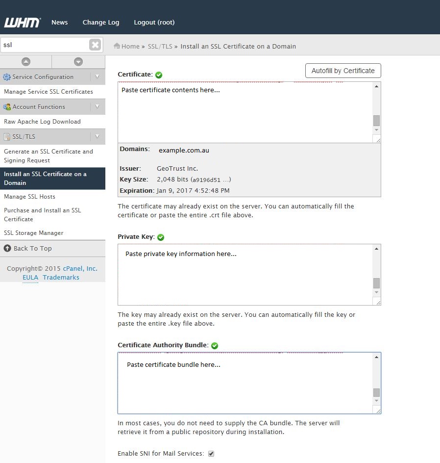 How To Add An Ssl Certificate For A Site Using Whm