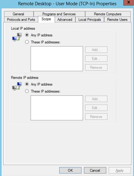 Setting up whitelists in Windows Firewall